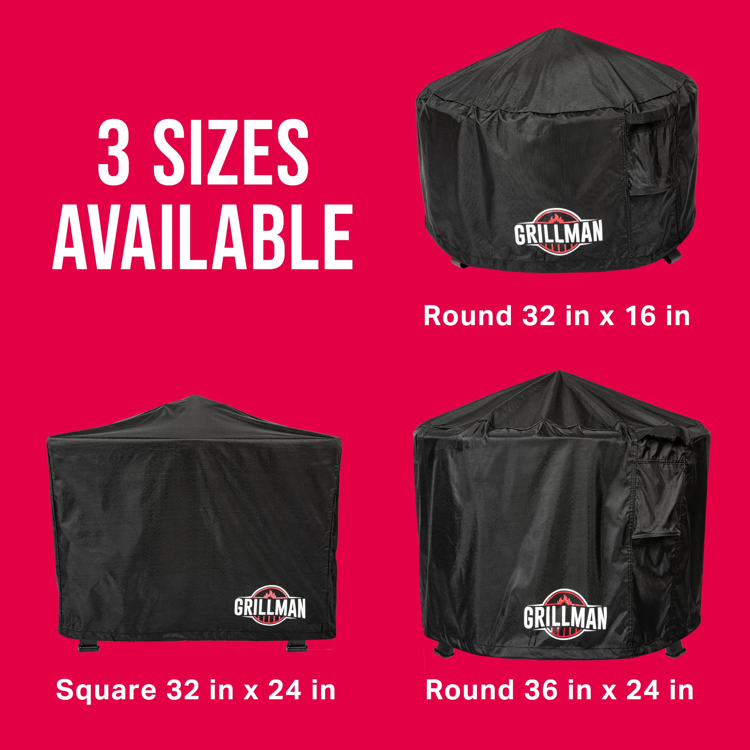 Heavy Duty Fire Pit Covers, Fit 32x16 Inch Round Gas Fire Pit - 600D Polyester Firepit Covers Round, Outdoor Fire Pit Cover, Firepit Cover, Fire Pit Cover Round, Patio Cover for Fire Pit, Table Cover