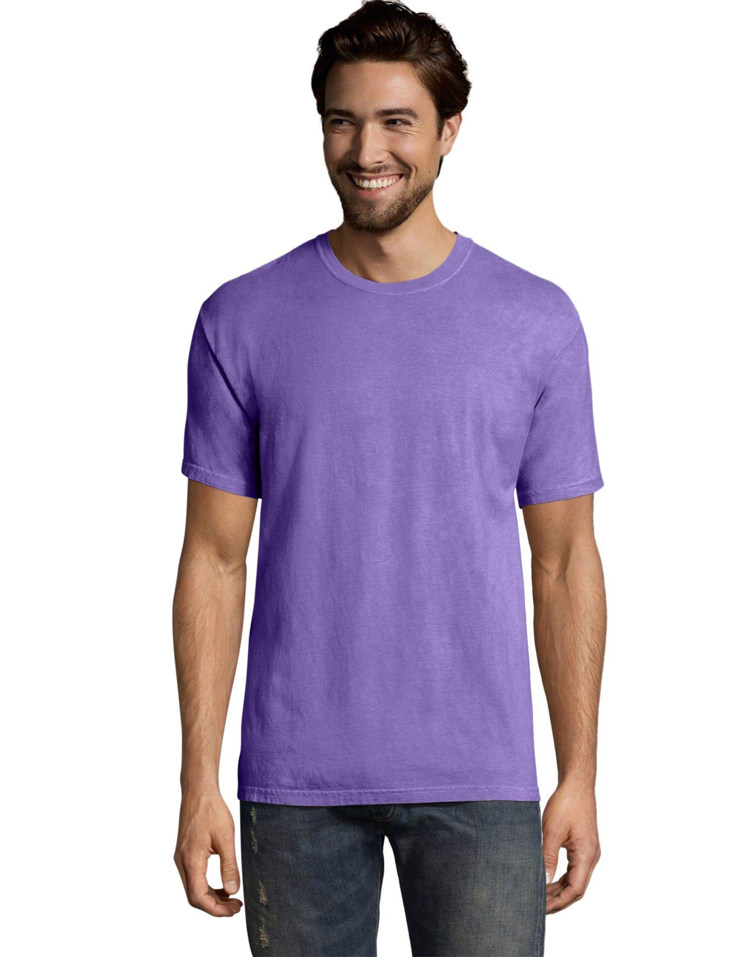 Hanes Men's 5.5 oz., 100% Ringspun Cotton Garment-Dyed T-Shirt, Lavender, Medium