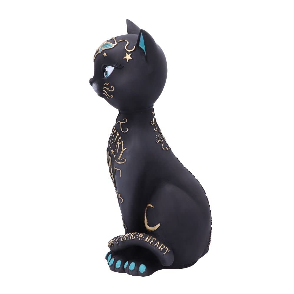 Nemesis Now Fortune Kitty Figurine 27cm, Resin, Black, Palmistry Cat Figurine, Fortune-Teller Black Kitty, Spiritual Gift, Cast in The Finest Resin, Expertly Hand-Painted
