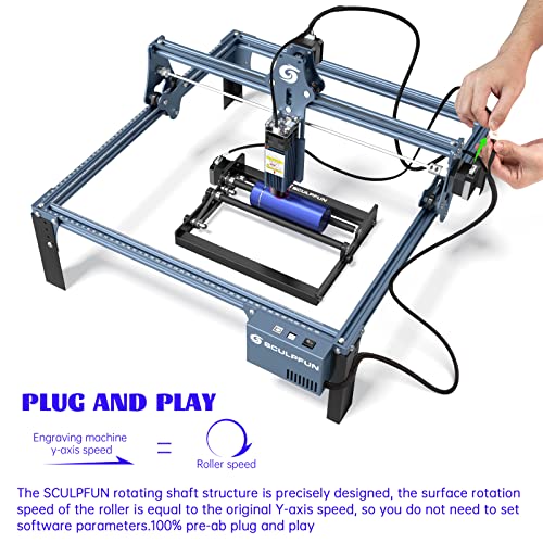 SCULPFUN Laser Rotary Roller, Laser Engraver Aluminum Y-axis Rotary Roller Engraving Module for Engraving Cylindrical Objects Cans, Compatible with Most Engraving Machines