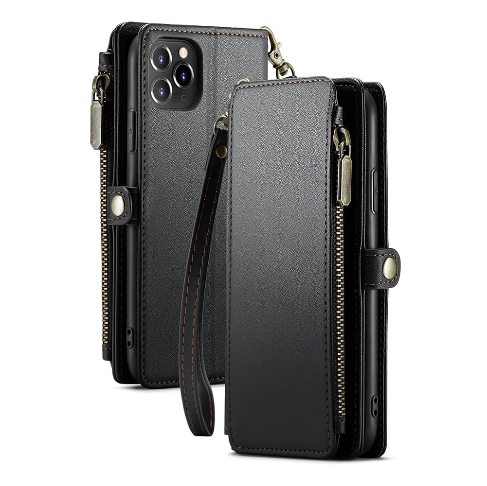 ZETION for iPhone 13 Pro Max Wallet Case,PU Leather Magnetic Buckle Flip Full Protection with Card Holder Cover Case for iPhone 13 Pro Max 6.7'' Brown