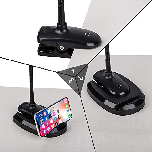 Magnifying Glass lamp, Dylviw 2X Magnifier Light with Metal clamp, Table Base Holder USB Powered Classic Black Portable Clip Desktop Magnifying lamp, Great for Daily Reading, Hobbies, Workbench