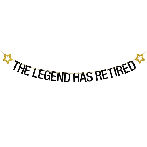 T-minimalist The Legend Has Retired Banner, Glitter Happy Retirement Party Decorations Favors, Welcome Back / Celebrate Decors Supplies, Time to Relax Theme Bunting Banner, Black, 11.7 Feet