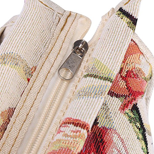 Knitting Bag, Yarn Bag Crochet Storage Exquisite Practical Wood Handle Woven Fabric Storage Collapsible Bag for Knitting Needles Sewing Tools(Blue)