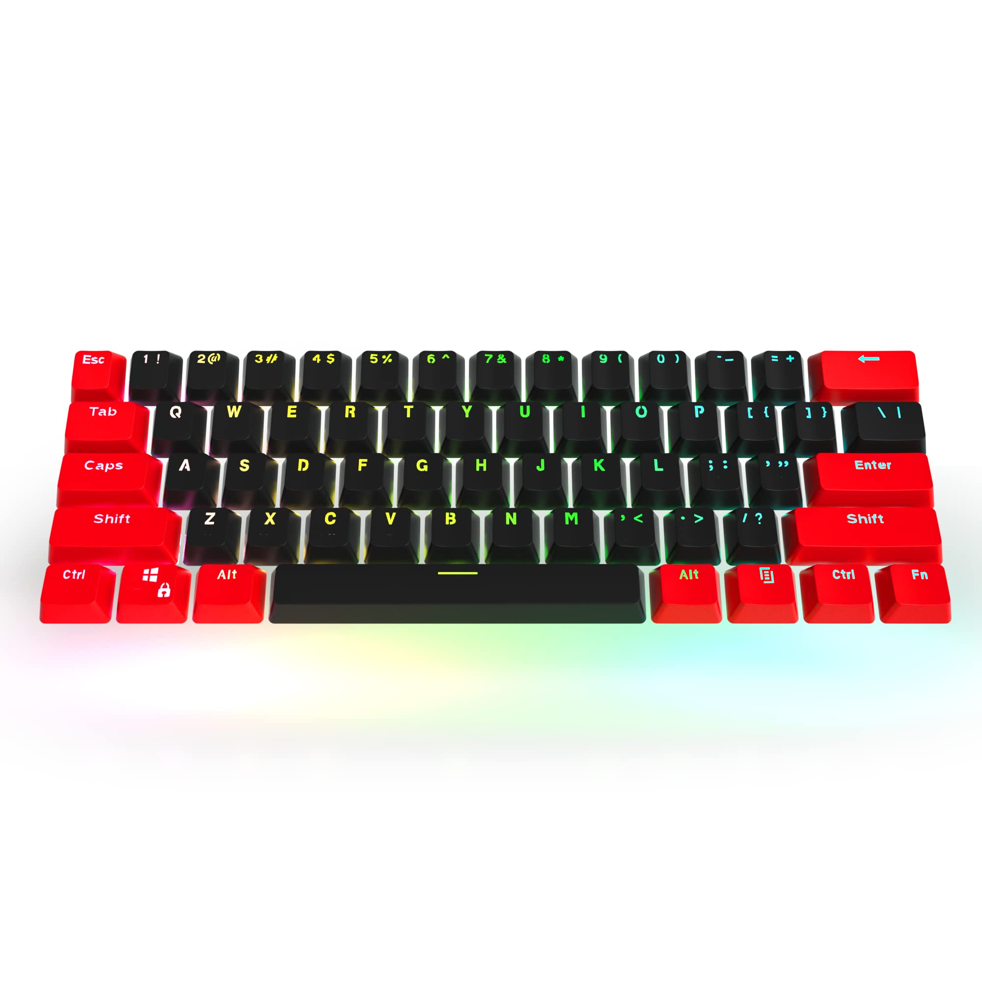Fogruaden PBT Keycaps Red and Black Keycaps 60 Percent, OEM Profile Custom keycaps Set, Suitable for Cherry MX Switch Mechanical Keyboard
