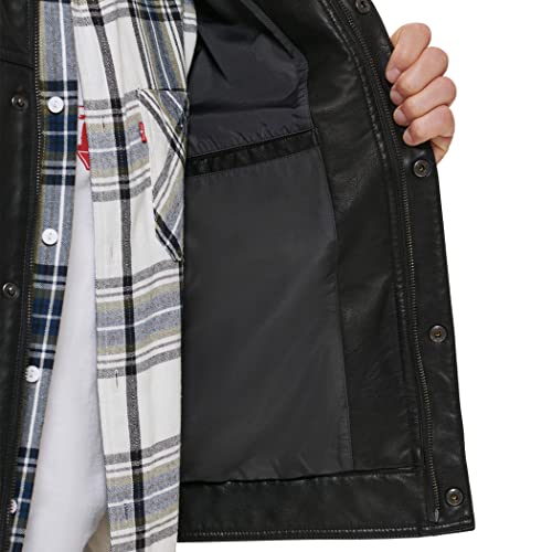 Levi's Men's Faux Leather Classic Trucker Jacket, New Black, L