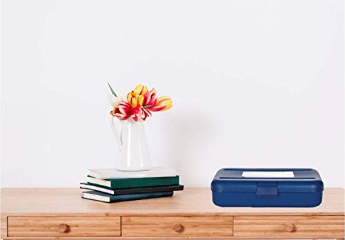 1InTheOffice Pencil Box, Translucent Blue, Plastic School Pencil Boxes, 4 Pack