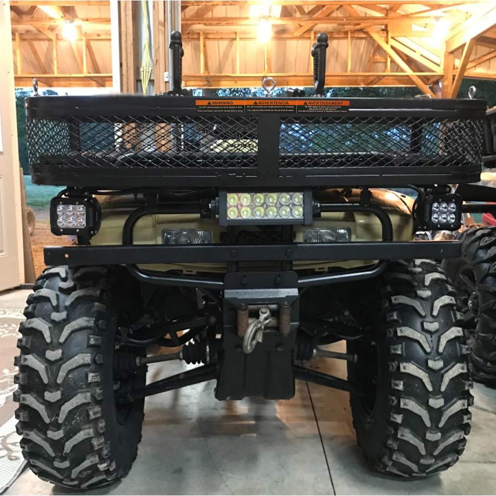 ORCISH Heavy Duty ATV Front Cargo Basket, 17" W x 36" L x 6" H Racks and Baskets with Steel Mesh Surface, Include Mounting Kit, ATV Storage Cargo Box Attachments for Luggage Carrier