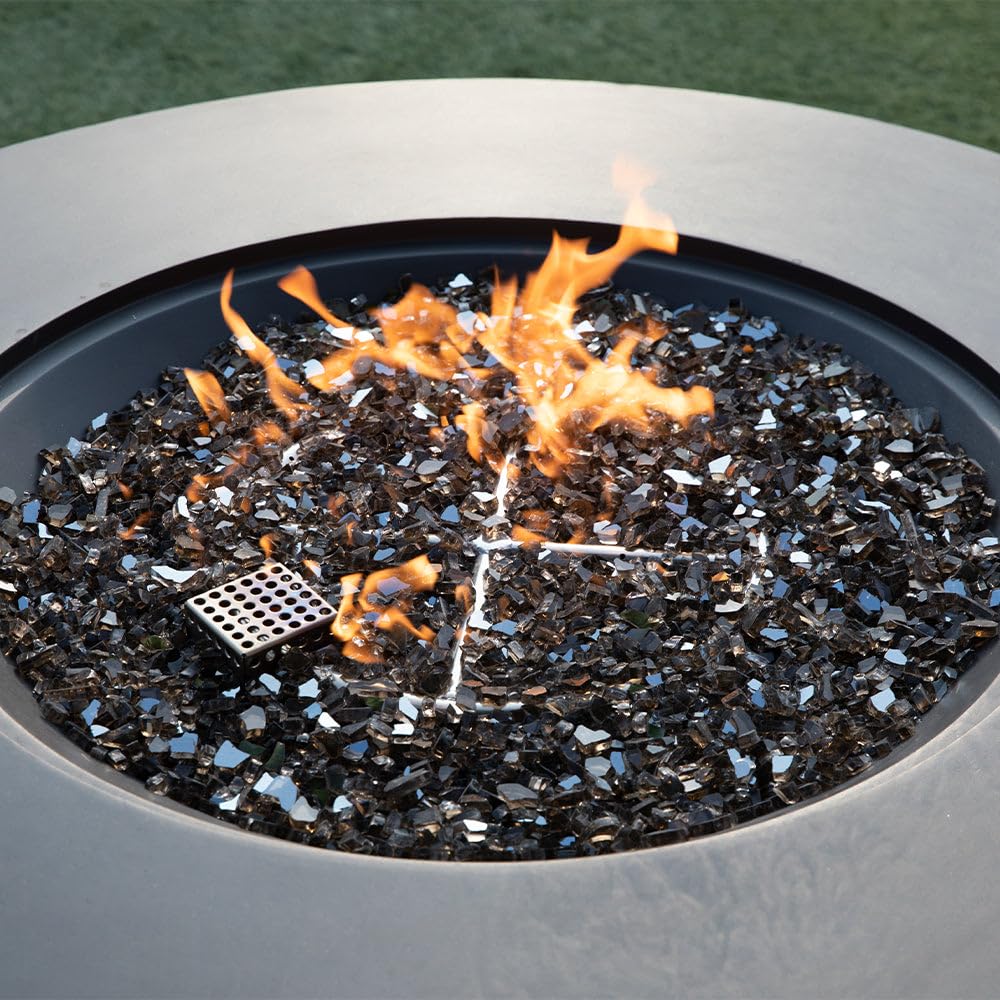 Nimes Concrete Fire Pit 40.9" x 40.9" Outdoor Patio Firepit Includes Fire Glass Modern Fire Pits & Outdoor Fireplaces for Garden, Deck, Indoor & Outdoor Heating