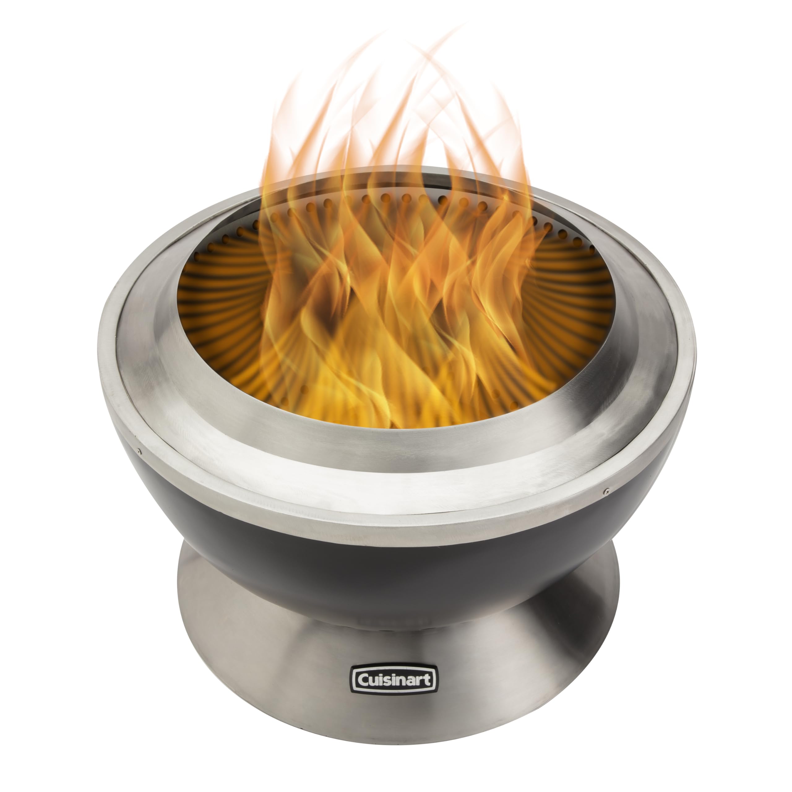 Cuisinart 24” Cleanburn Smokeless Fire Pit with Removable Base for Ash, Portable Outdoor Wood Burning Fireplace, Smoke Free Stainless Steel Outdoor Heater, Enhanced Airflow and Easy Cleanup
