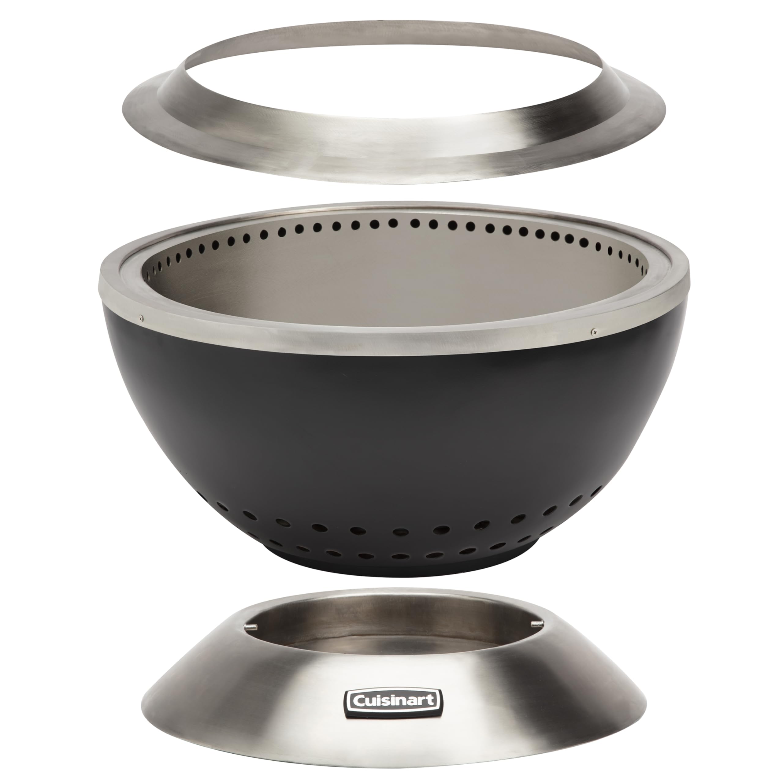 Cuisinart 24” Cleanburn Smokeless Fire Pit with Removable Base for Ash, Portable Outdoor Wood Burning Fireplace, Smoke Free Stainless Steel Outdoor Heater, Enhanced Airflow and Easy Cleanup