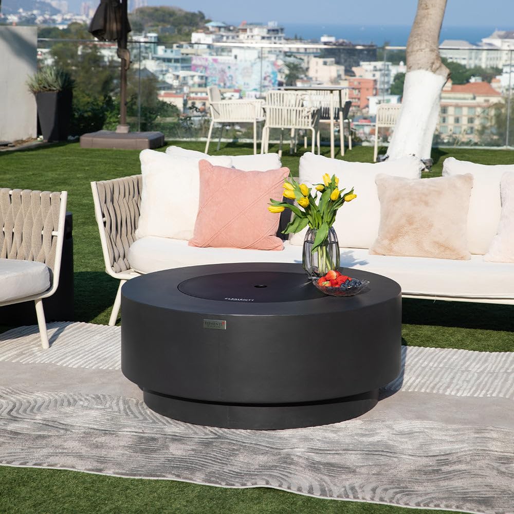 Nimes Concrete Fire Pit 40.9" x 40.9" Outdoor Patio Firepit Includes Fire Glass Modern Fire Pits & Outdoor Fireplaces for Garden, Deck, Indoor & Outdoor Heating