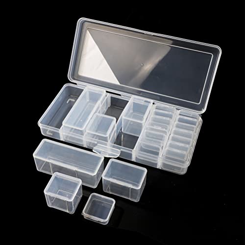 20 Grids Clear Plastic Bead Organizers and Storage with Hinged Lid, Diamond Painting Storage Containers Mixed Sizes, Craft Organizers and Storage for Jewelry Storage, Fishing Tackles, 1 Pack