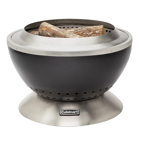 Cuisinart 24” Cleanburn Smokeless Fire Pit with Removable Base for Ash, Portable Outdoor Wood Burning Fireplace, Smoke Free Stainless Steel Outdoor Heater, Enhanced Airflow and Easy Cleanup