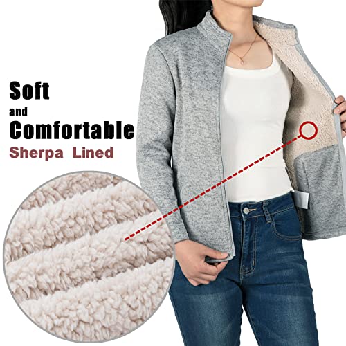 Bonnorth Womens Fall Plus Size Jackets for Women Fashion Oversized Jackets Women's Full Zipper Warm Jacket with Pocket Ash XL