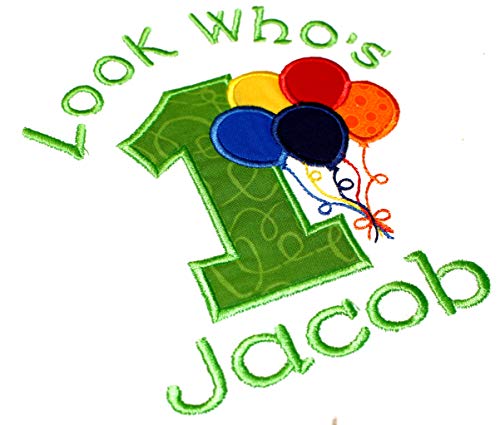 Fantasy Kids Designs First Birthday Boy Outfit Balloons Bodysuit Personalized with Baby Custom Name (Lime Green, 24 Months)