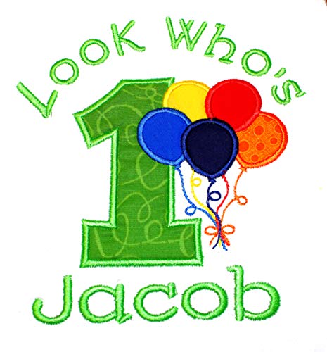 Fantasy Kids Designs First Birthday Boy Outfit Balloons Bodysuit Personalized with Baby Custom Name (Lime Green, 24 Months)