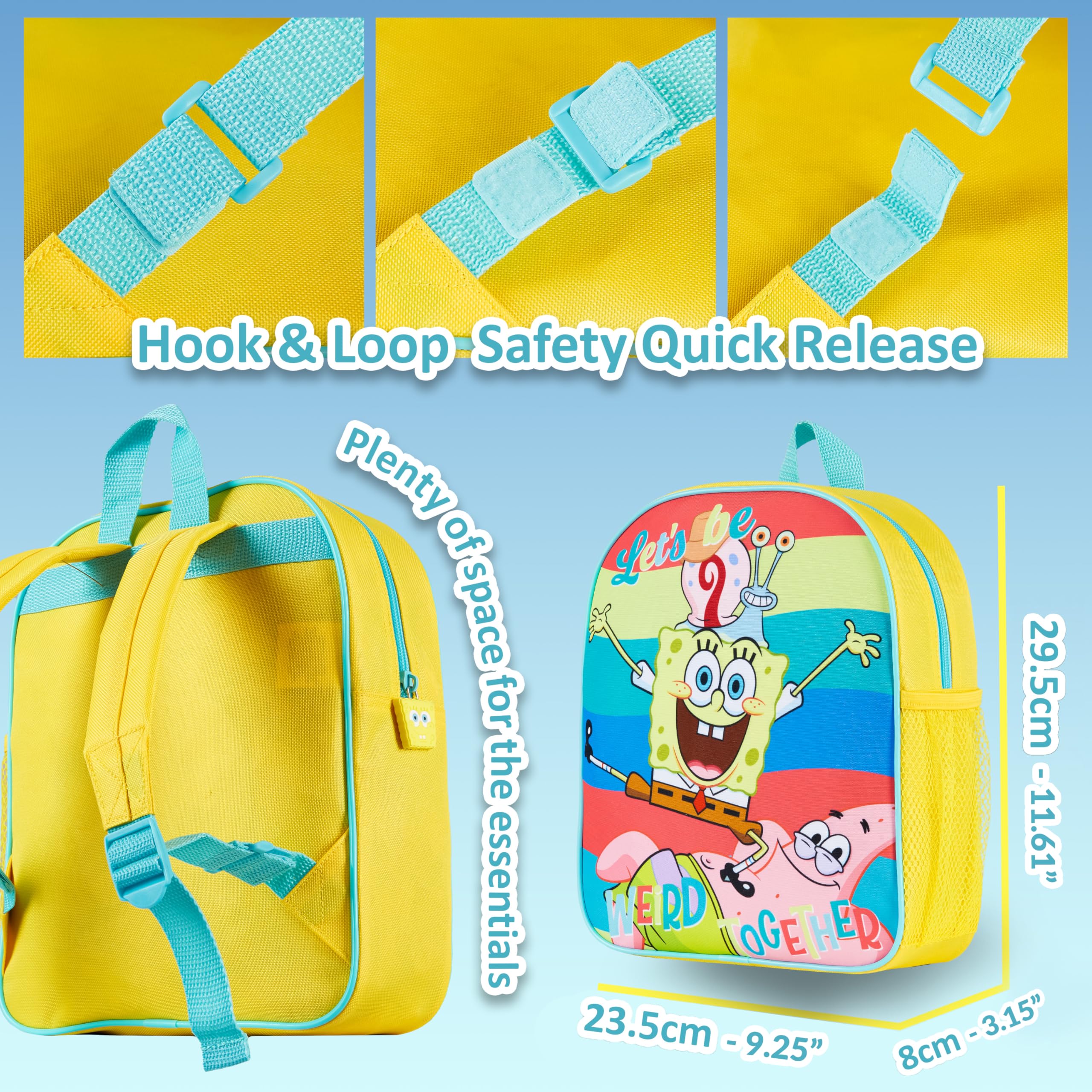 SpongeBob SquarePants Backpack for Kids, 11.6” x 9.25” x 3.14”
