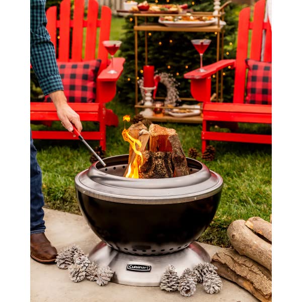 Cuisinart 24” Cleanburn Smokeless Fire Pit with Removable Base for Ash, Portable Outdoor Wood Burning Fireplace, Smoke Free Stainless Steel Outdoor Heater, Enhanced Airflow and Easy Cleanup