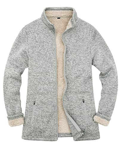 Bonnorth Womens Fall Plus Size Jackets for Women Fashion Oversized Jackets Women's Full Zipper Warm Jacket with Pocket Ash XL