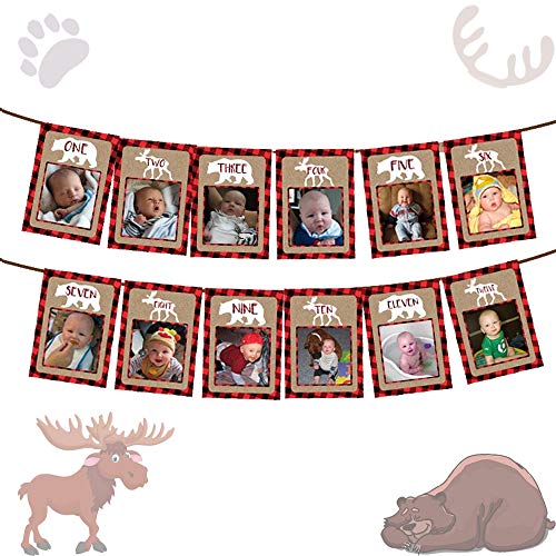 LaVenty Lumberjack First Birthday Banner Lumberjack Monthly Photo Banner Lumberjack First Year Photo Banner 1st Birthday Photo Banner Lumberjack Banner