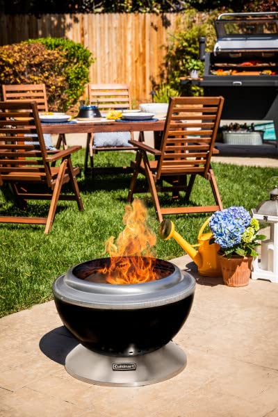 Cuisinart 24” Cleanburn Smokeless Fire Pit with Removable Base for Ash, Portable Outdoor Wood Burning Fireplace, Smoke Free Stainless Steel Outdoor Heater, Enhanced Airflow and Easy Cleanup