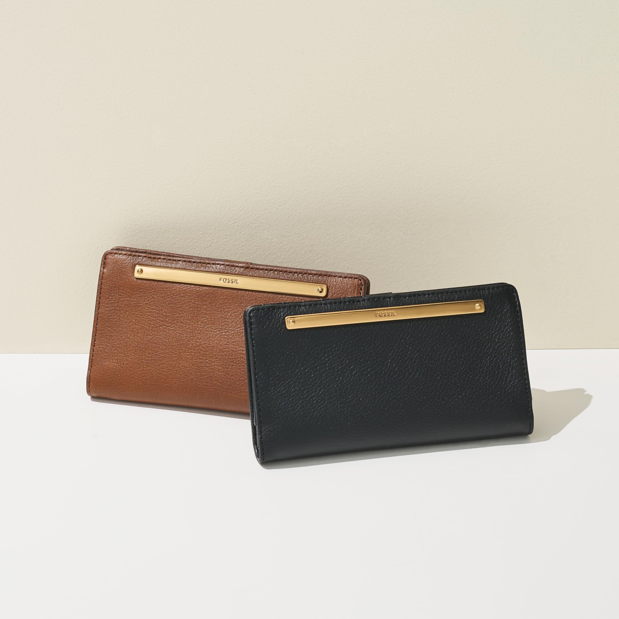 Fossil Women's Liza Leather Wallet Slim Minimalist Bifold, Brown (Model: SL7891G200)
