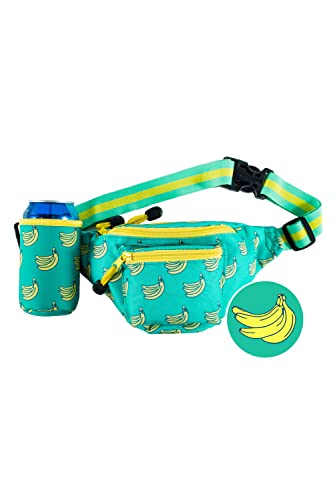 Tipsy Elves Havana Banana Fanny Pack w/Drink Holder - Small Green Adjustable Strap Waist Pouch for Secure Storage
