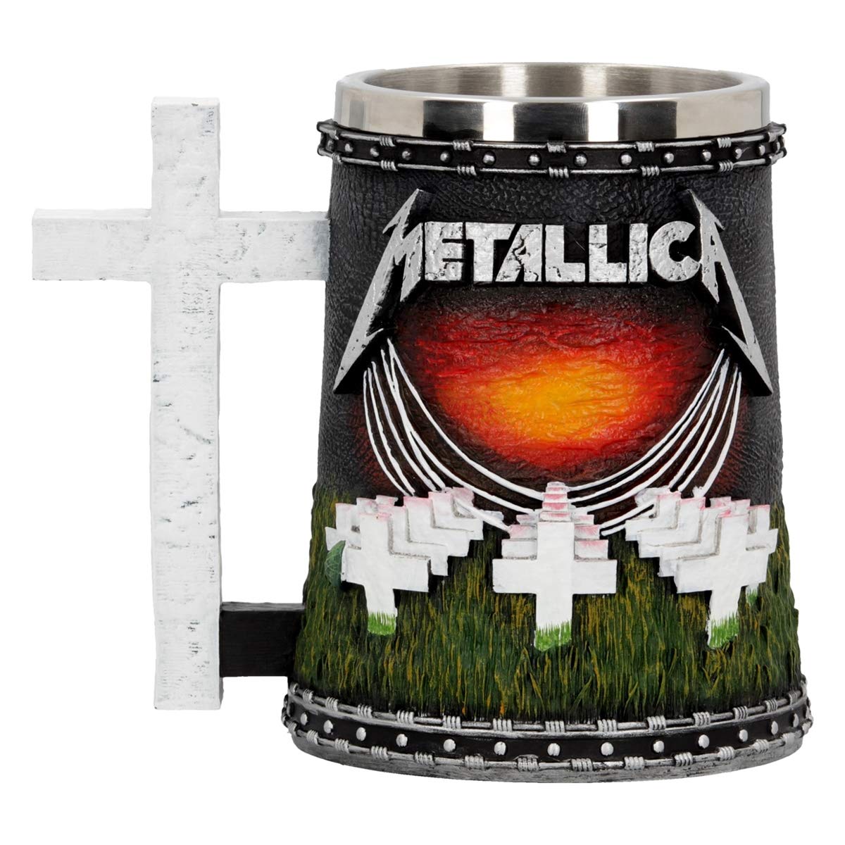 Nemesis Now Metal Band Tankard, Hand-Painted Beer Mug, Removable Stainless Steel Insert, Hard Rock Music Fans Collectible Merch, 16cm - Metallica Master of Puppets