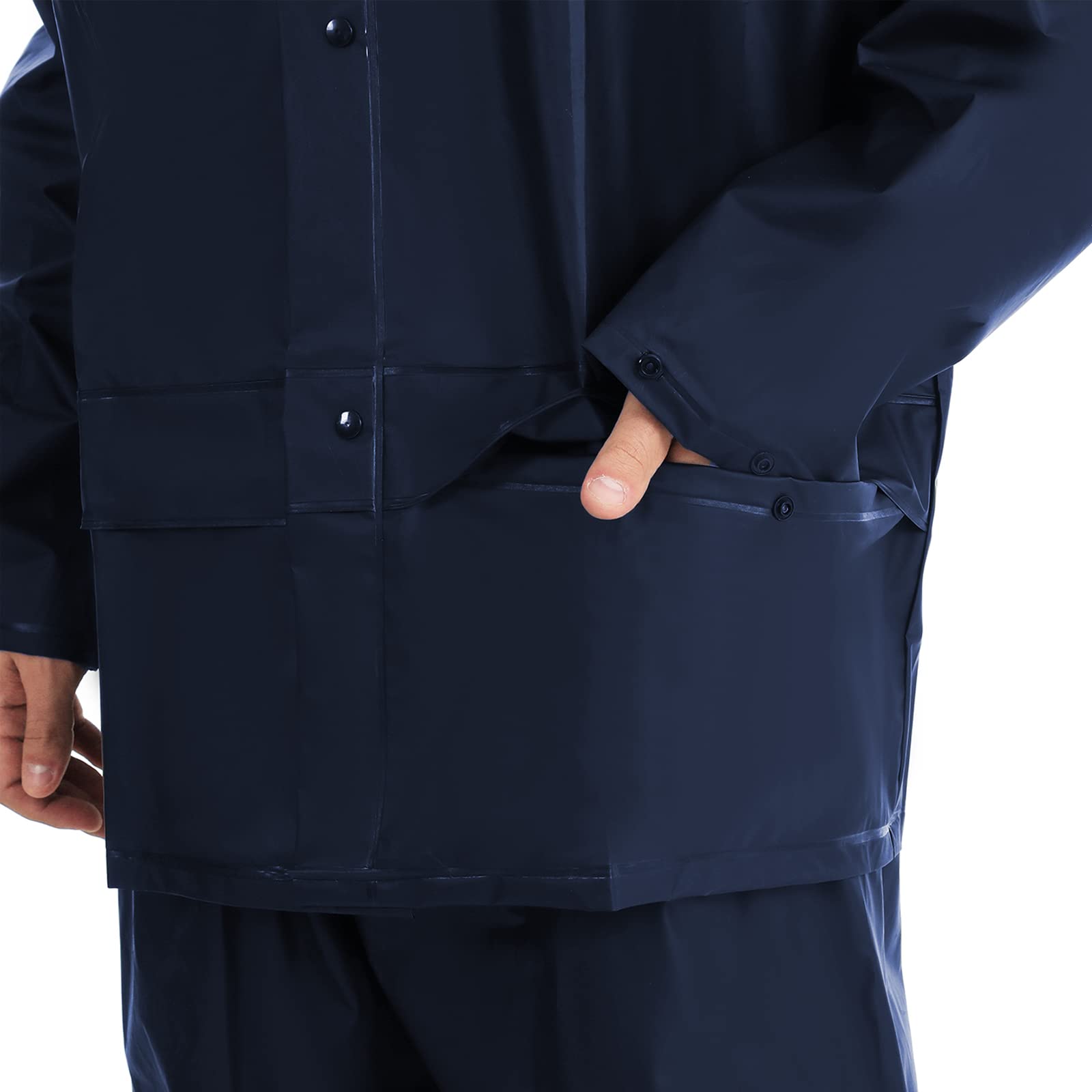 Ultra-Lite Rain Suit for Men Women Waterproof Protective Rain Coat with Pants 2 Pieces Rain Gear for Climbing,Cycling, Farming, Hiking(Navy,3XL)