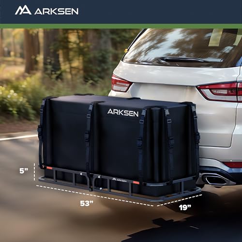 ARKSEN 53 x 19 Inch Heavy Duty Cargo Rack Carrier 500 Lbs Capacity 2/1.25 Inch Receiver Hitch Luggage Basket for SUV Pickup Camping Traveling