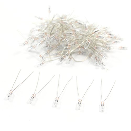 MP02W 100pcs 3mm Clear Miniature 12V 60mA Grain of Wheat Bulbs Warm White for Model Train Layout or Architectural Project