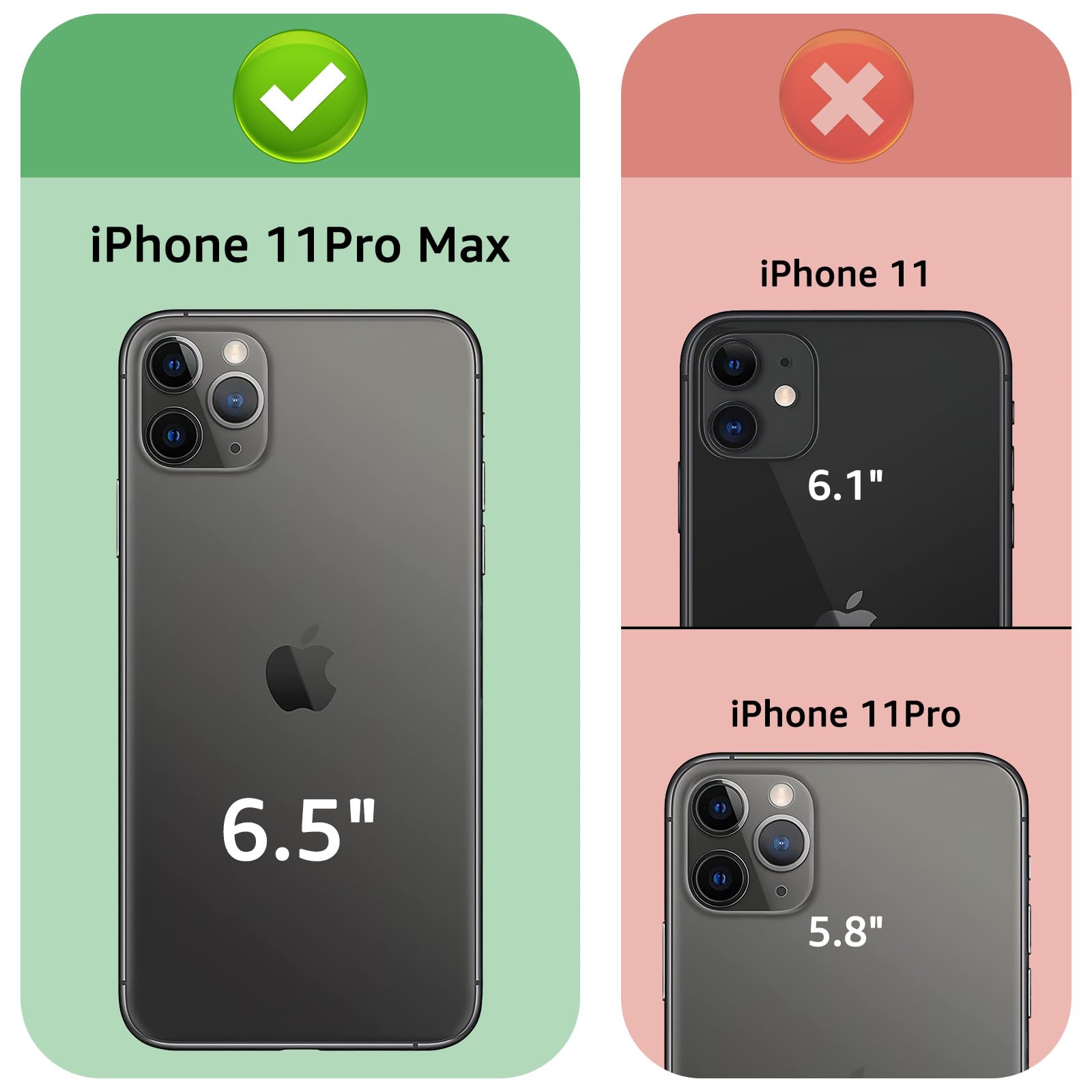 XcaseBar for iPhone 11 Pro Max 6.5" Wallet case with Zipper Credit Card Holder【RFID Blocking】, Flip Folio Book PU Leather Phone case Shockproof Cover Women Men for Apple 11 ProMax case Black