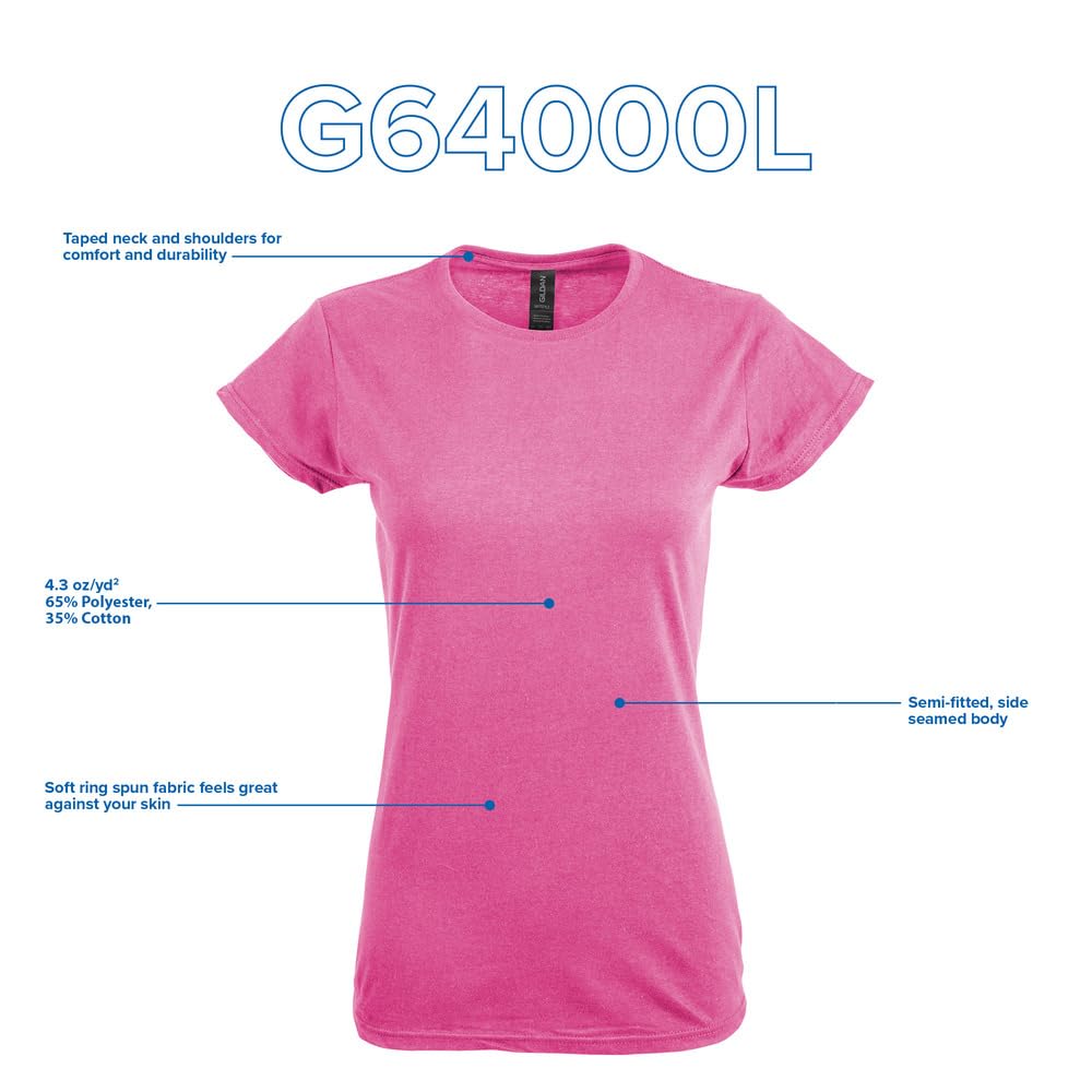 Gildan Women's Softstyle Cotton T-Shirt, Style G64000L, Multipack, Dark Heather (2-Pack), Small