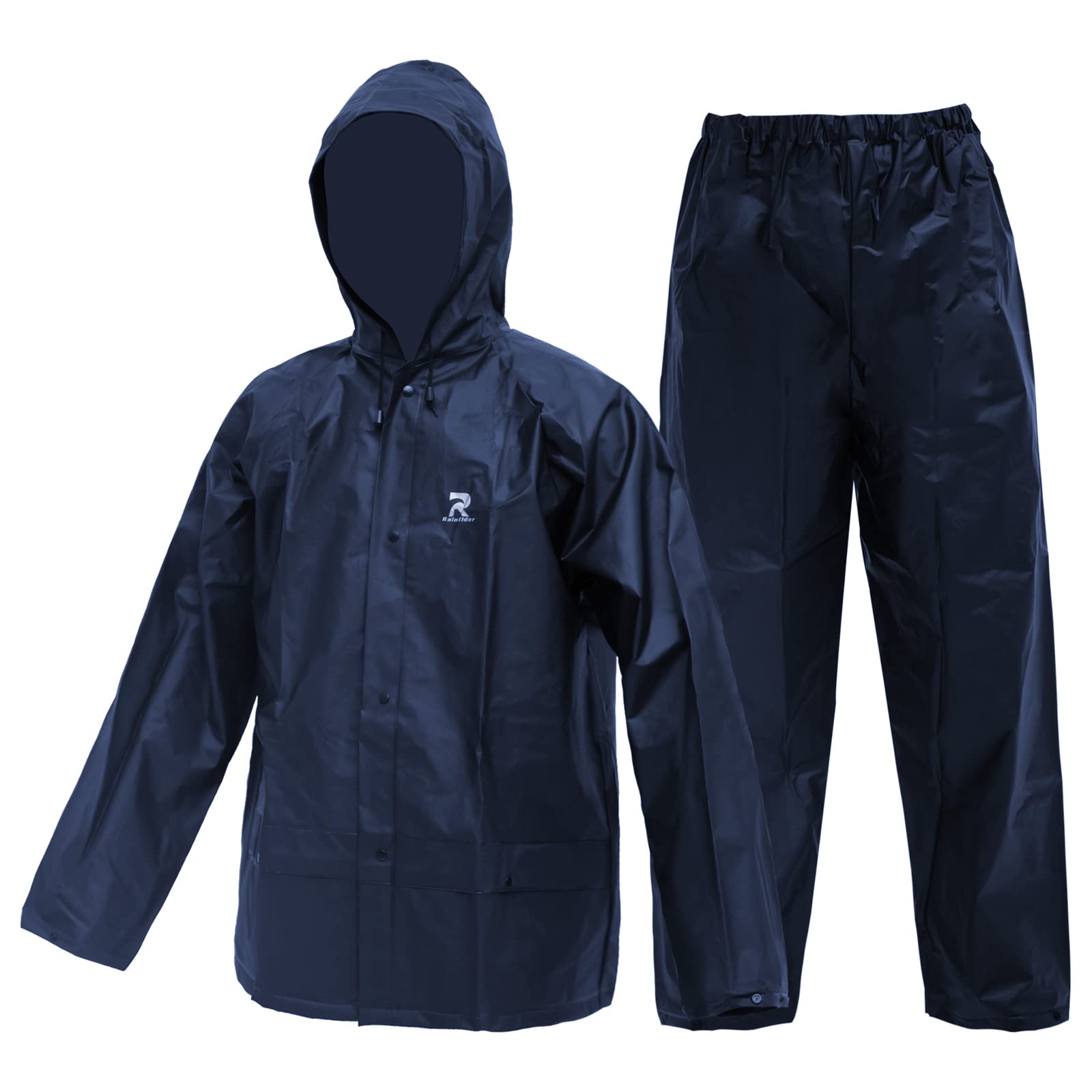 Ultra-Lite Rain Suit for Men Women Waterproof Protective Rain Coat with Pants 2 Pieces Rain Gear for Climbing,Cycling, Farming, Hiking(Navy,3XL)