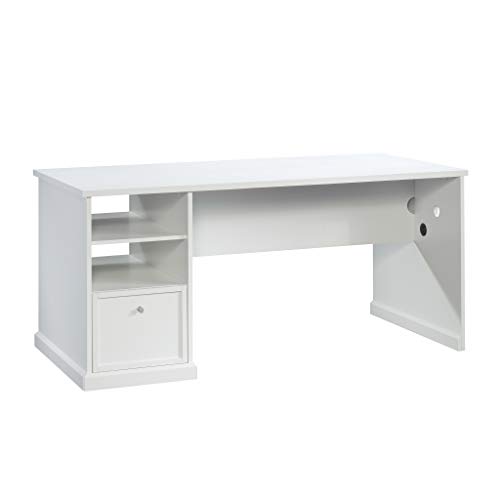 Sauder Craft Pro Series Craft Table, White Finish & Craft Pro Series Open Storage Cabinet, White Finish