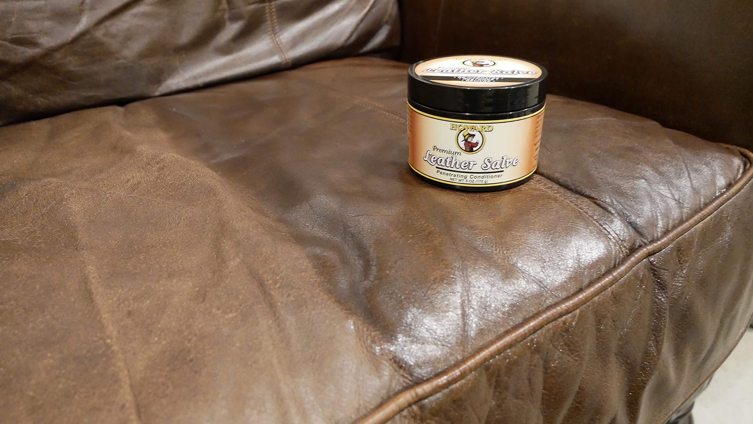 Howard Products Leather Salve - Leather Conditioner for Car Interior, Rejuvenates, Protects, Revives Leather: Couches, Shoes, No Sticky Residue