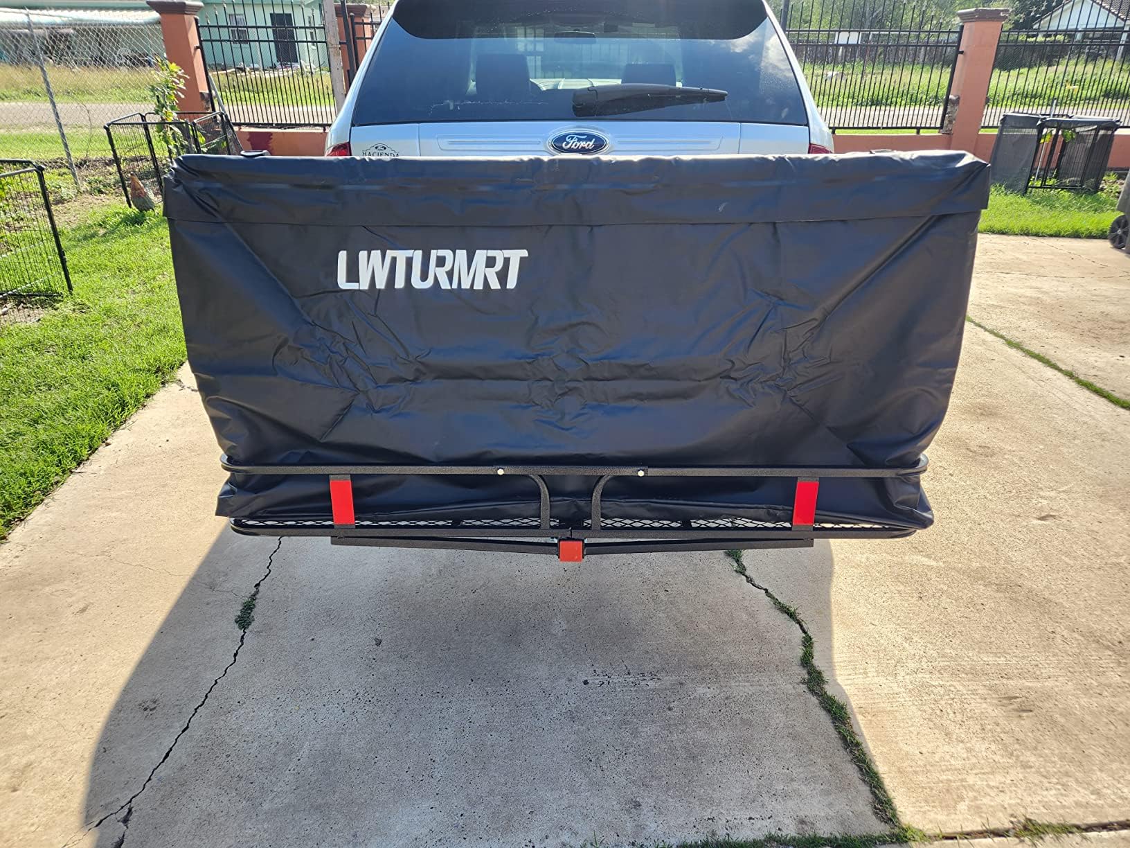 LWTURMRT 60"X21.6"X6" Hitch Cargo Carrier with Waterproof Cargo Bag(58"X20"X24"), Rust Resistant Baking Paint and Alloy Steel Material