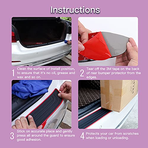 GZRUICA Rear Bumper Protector Guard Trunk Rubber Protection Strip Rubber Scratch-Resistant Trunk Door Entry Guards Car Accessory for SUV/Cars - Universal Sports Full Black with Full 3M Tape Pack-1