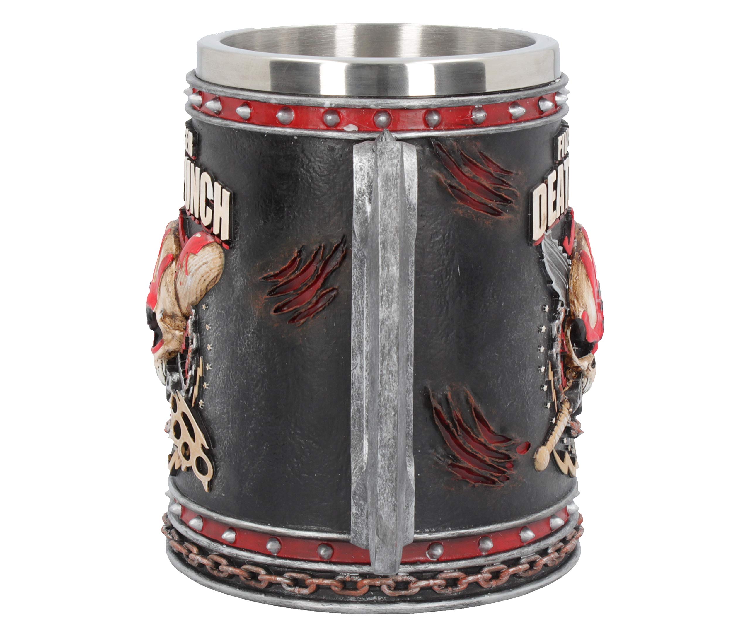 Nemesis Now B4654N9 Five Finger Death Punch Tankard 15cm, Resin w/Stainless Steel Insert, Black