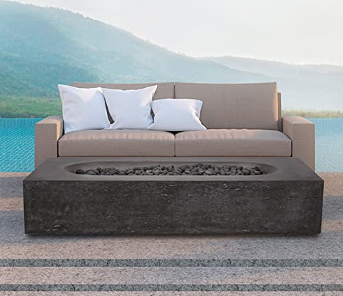 Pyromania Alchemy Outdoor Concrete Fire Pit Table, 60 x 30 Inches - Natural Gas Model in Charcoal Gray Color