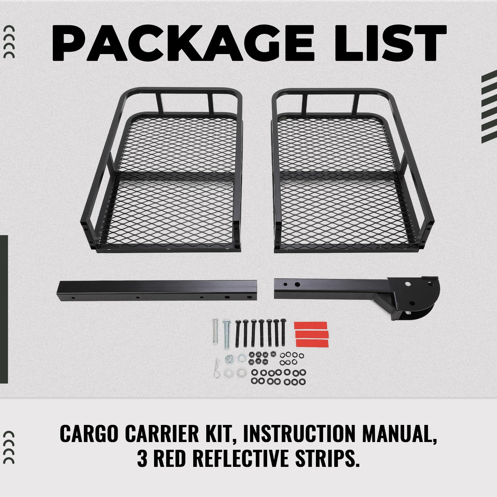 KUAFU 60"x20"x6" Folding Hitch Mount Cargo Carrier Rear Luggage Basket Fit 2" Receiver for Van, SUV, Truck, Trailer, Car 550LBS Capacity Fold Up Trailer Tow Hitch Cargo Rack