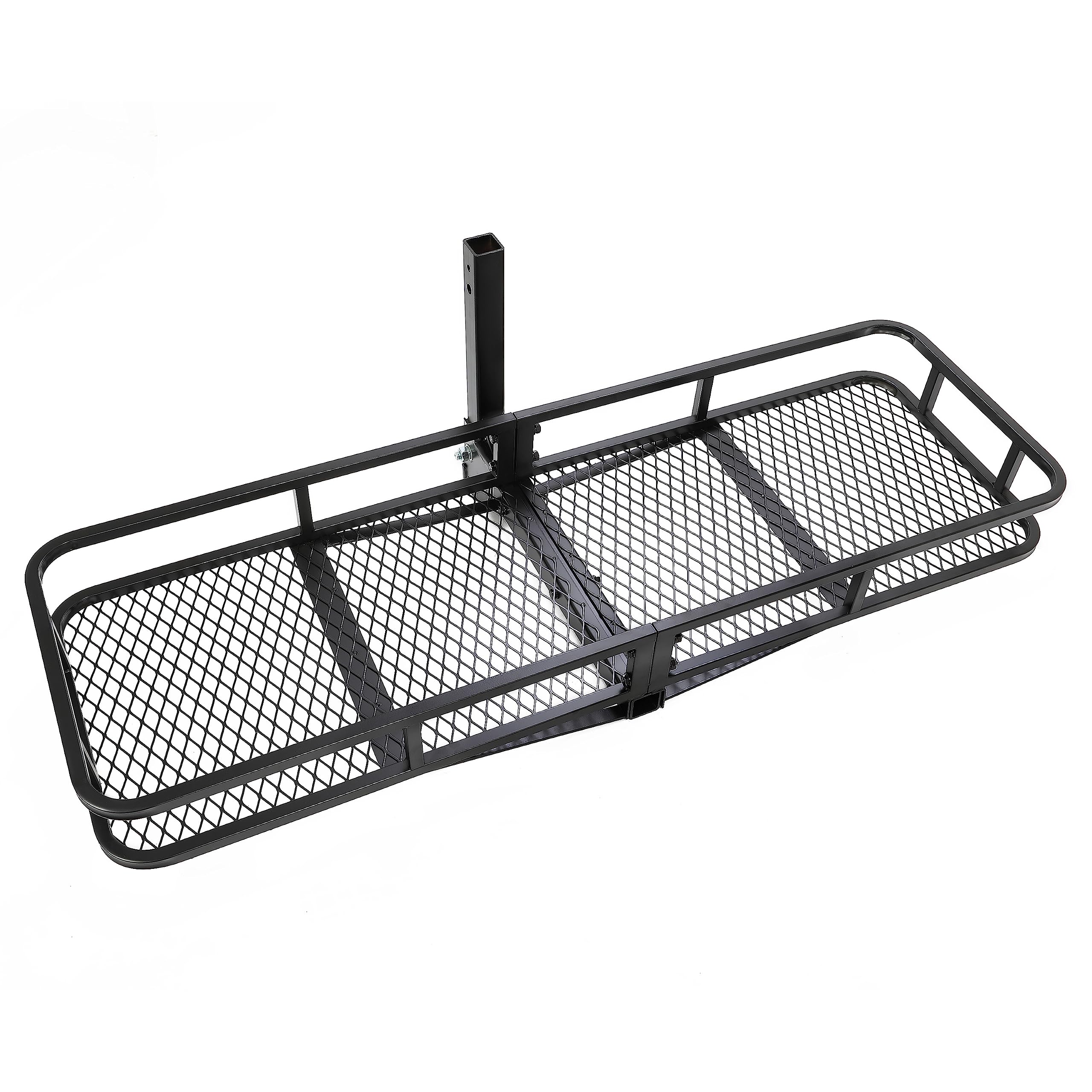 KUAFU 60"x20"x6" Folding Hitch Mount Cargo Carrier Rear Luggage Basket Fit 2" Receiver for Van, SUV, Truck, Trailer, Car 550LBS Capacity Fold Up Trailer Tow Hitch Cargo Rack