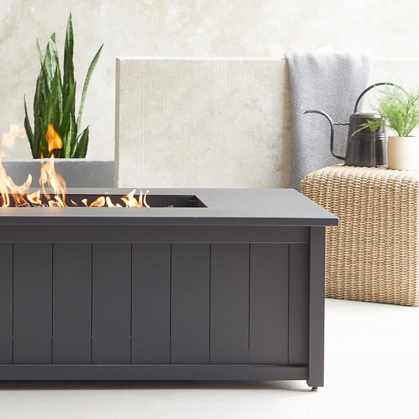 Lakeview Landon Bay 70 Inch Rectangle Metal Natural Gas Fire Pit Table with Hidden Tank (Ships as Propane w NG Conversion Kit) - SC-13042NG-CHRC
