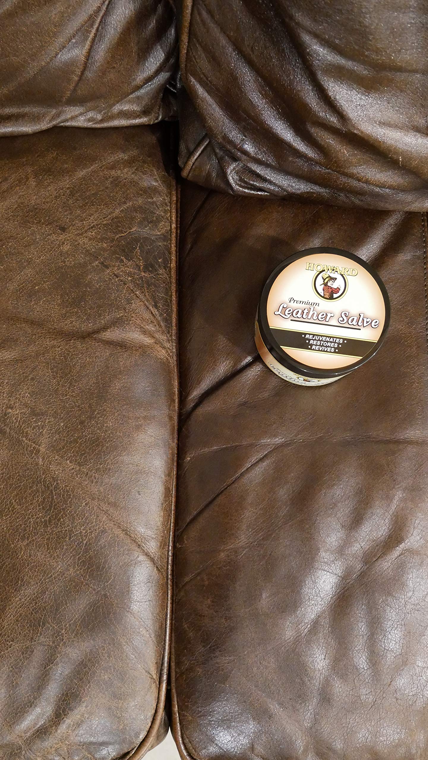 Howard Products Leather Salve - Leather Conditioner for Car Interior, Rejuvenates, Protects, Revives Leather: Couches, Shoes, No Sticky Residue