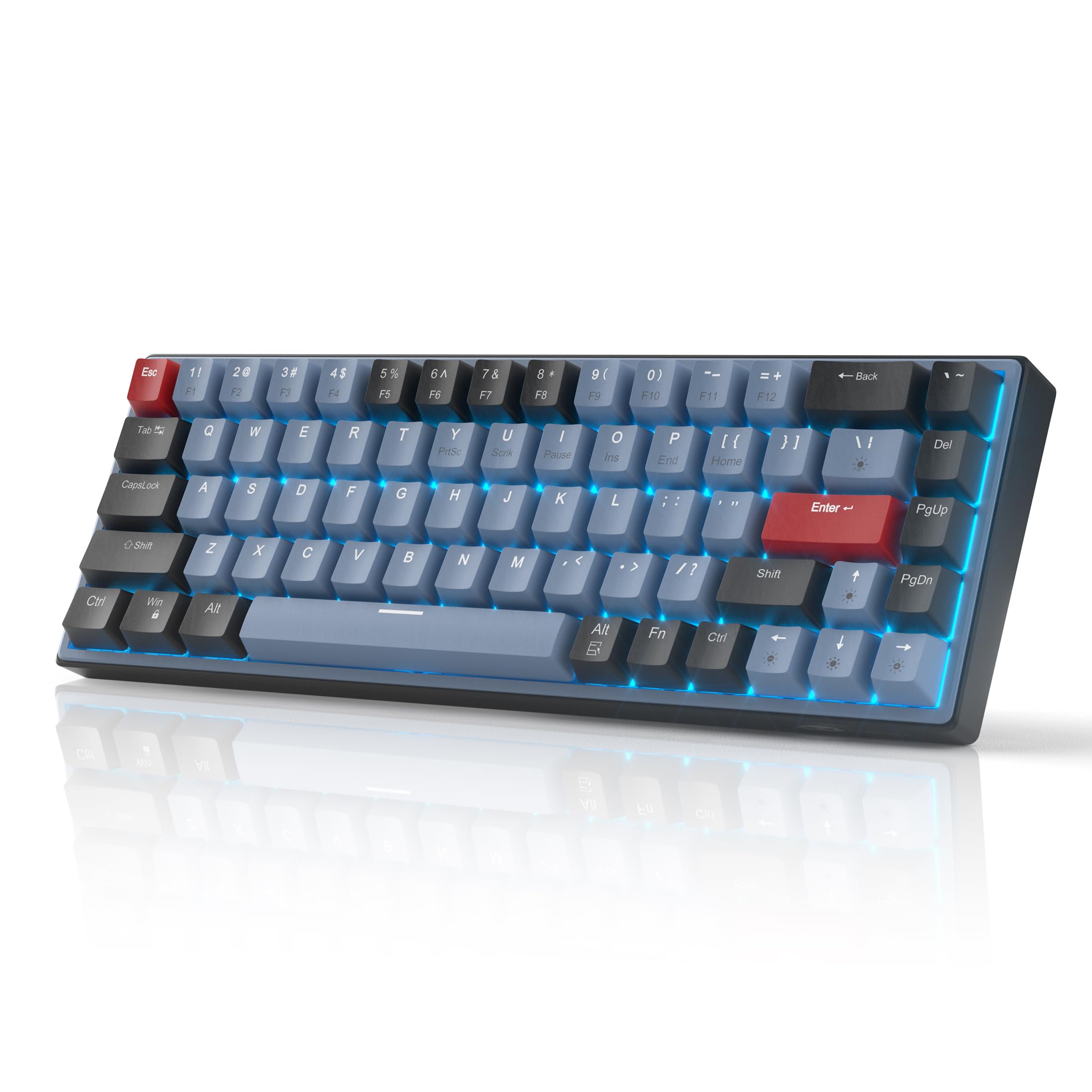 MageGee 60% Mechanical Gaming Keyboard, 68 Keys Compact Blue LED Backlit Gaming Keyboard, SKY68 Wired Ergonomic Mini Office Keyboard for Windows PC Gamer (Brown Switch, Black & Blue)