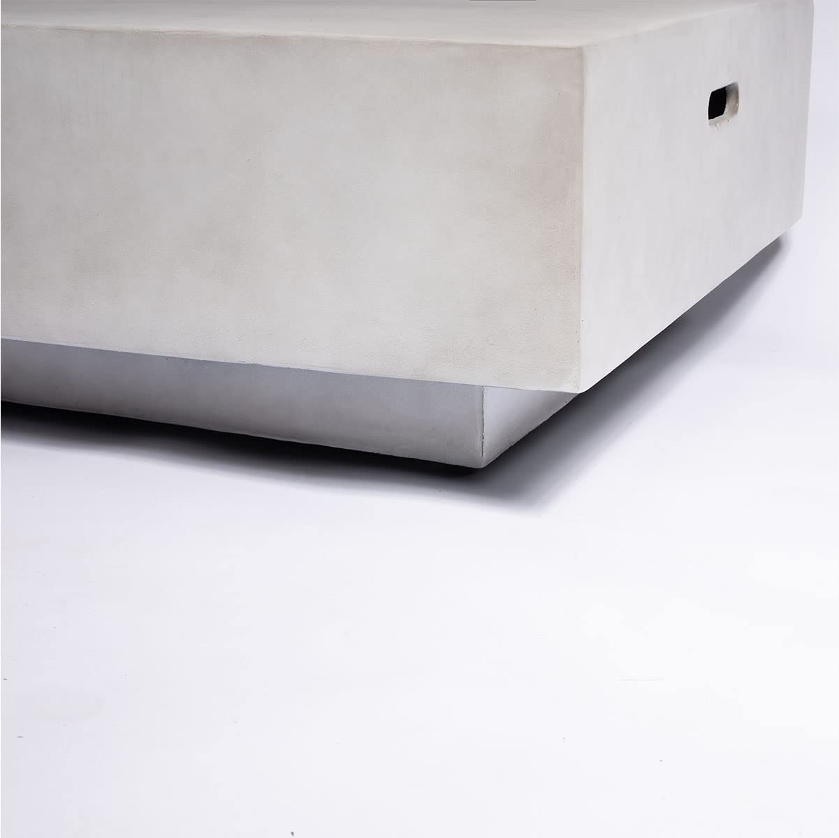 AJ Enjoy 60" Firepit Table for Outside, 50,000 BTU Large Rectangular Concrete Outdoor Firepit Tables, Laval Rocks, Side Handles, Fits 20lb Tank Outside, Grey