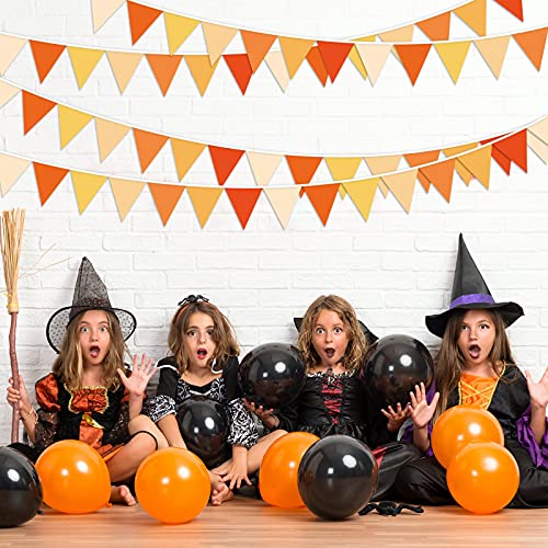 11M/36FT Orange Fall Party Banner Decor Fabric Triangle Pennant Flag Autumn Halloween Thanksgiving Bunting Garland Streamer Orange Cloth Outdoor Garden Hanging Banner