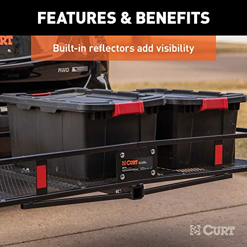 CURT 18153 60 x 24-Inch Basket Hitch Cargo Carrier, 500 lbs Capacity, Black Steel, 2-In Folding Shank
