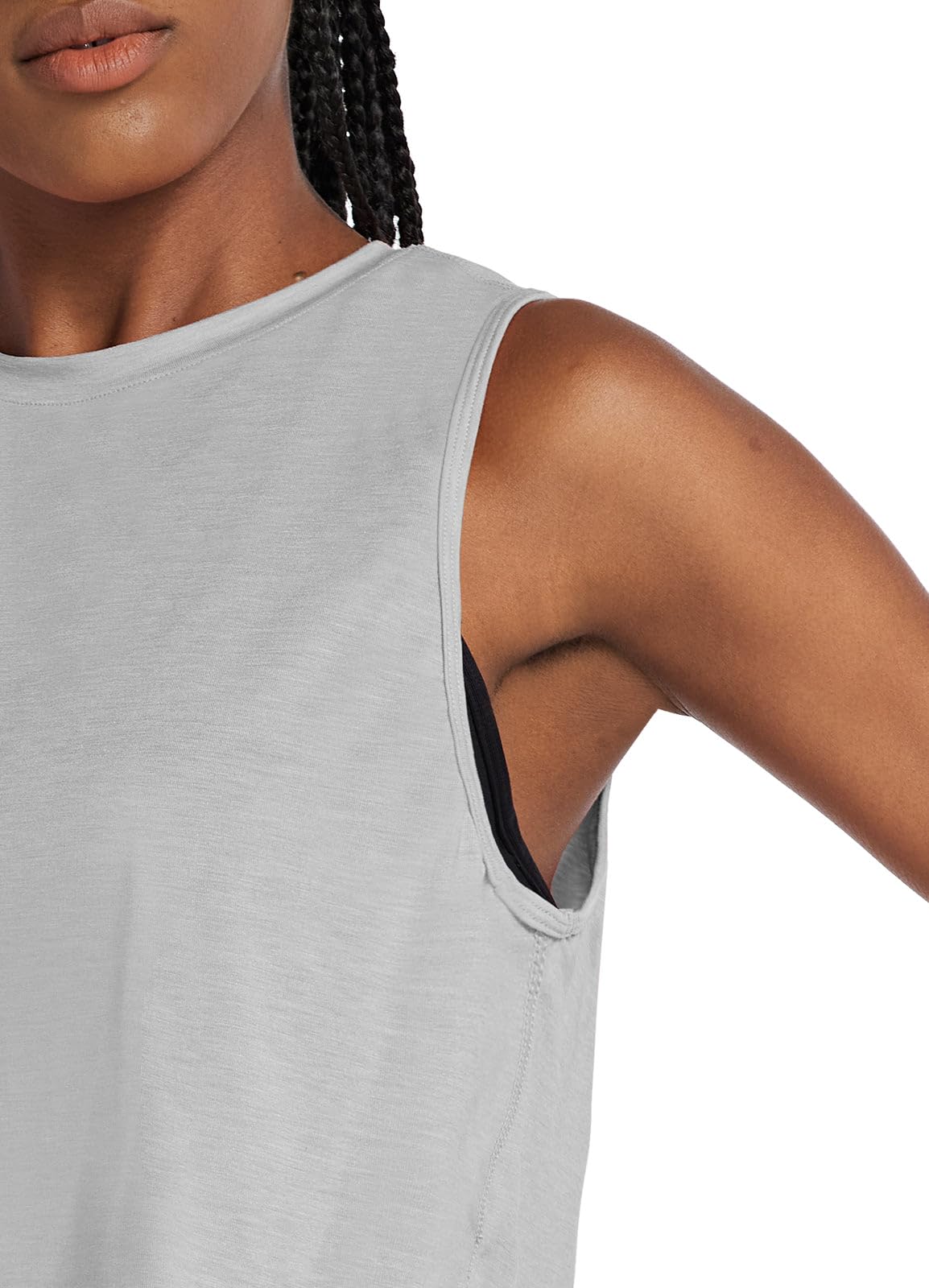 baleaf Workout Tops for Women Crop Tank Top Quick Dry Athletic Gym Exercise Sleeveless Shirts Muscle Yoga Loose Fit Heather Gray S
